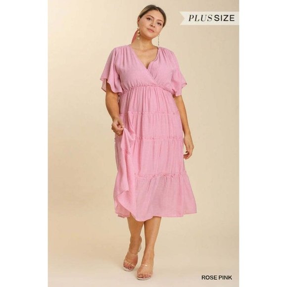 Umgee | Dresses | Umgee Plus Size Rose Pink Smocked Short Sleeve ...